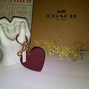 Coach | Bags | Coachleather Heart Keychain | Poshmark